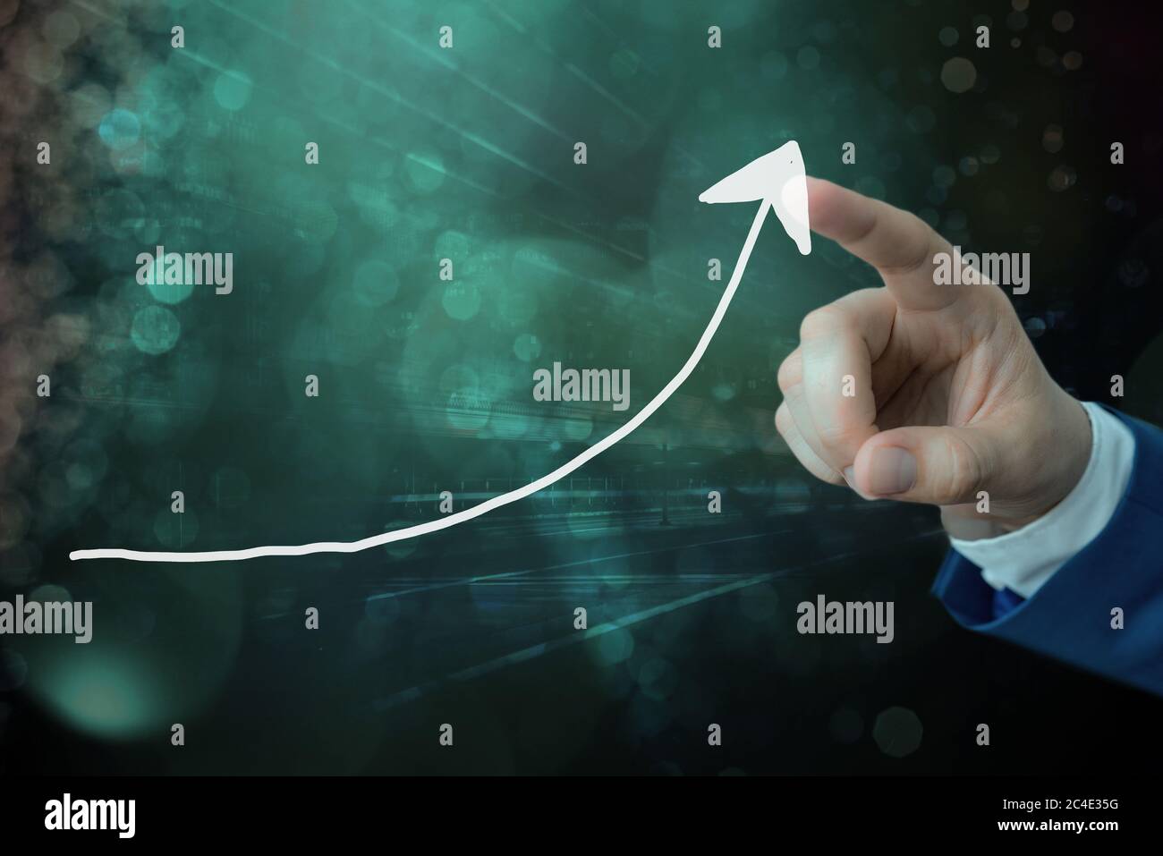 Digital Arrowhead Curve Rising Upward Denoting Growth Development ...