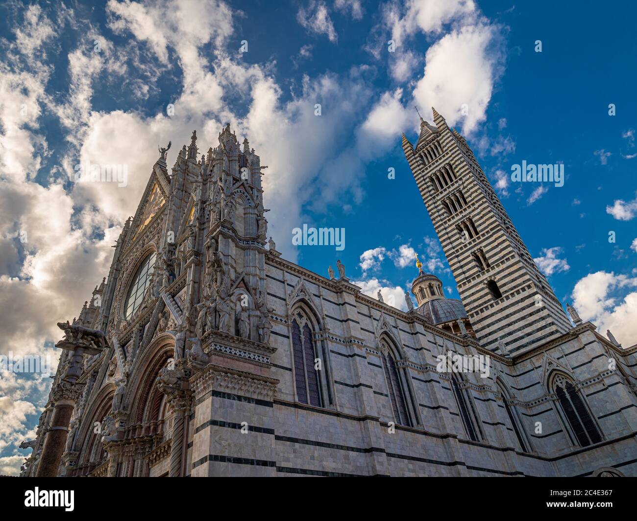 Siena Cathedral South East façade shot from street level looking ...