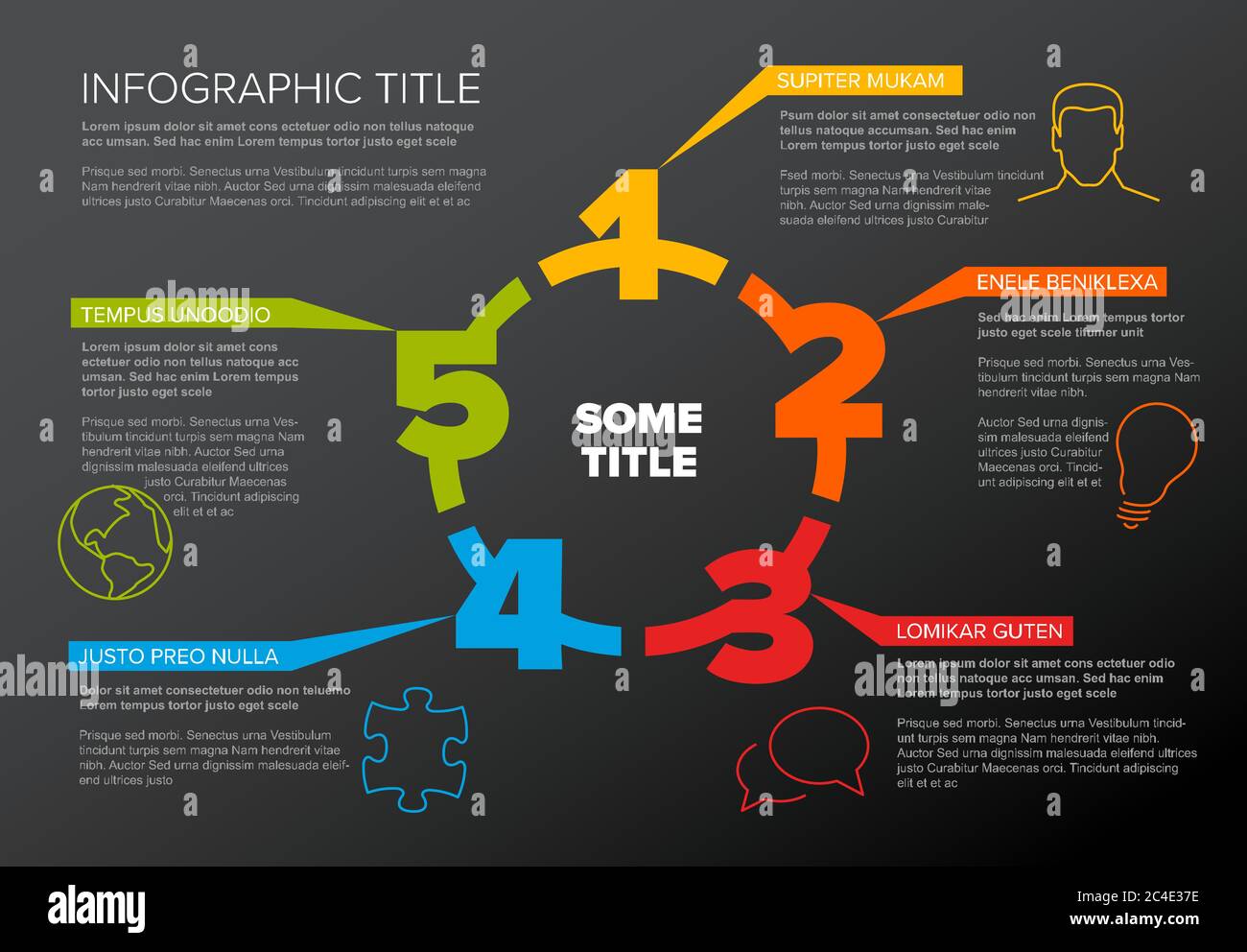 One two three four five - vector paper five steps cycle progress ...