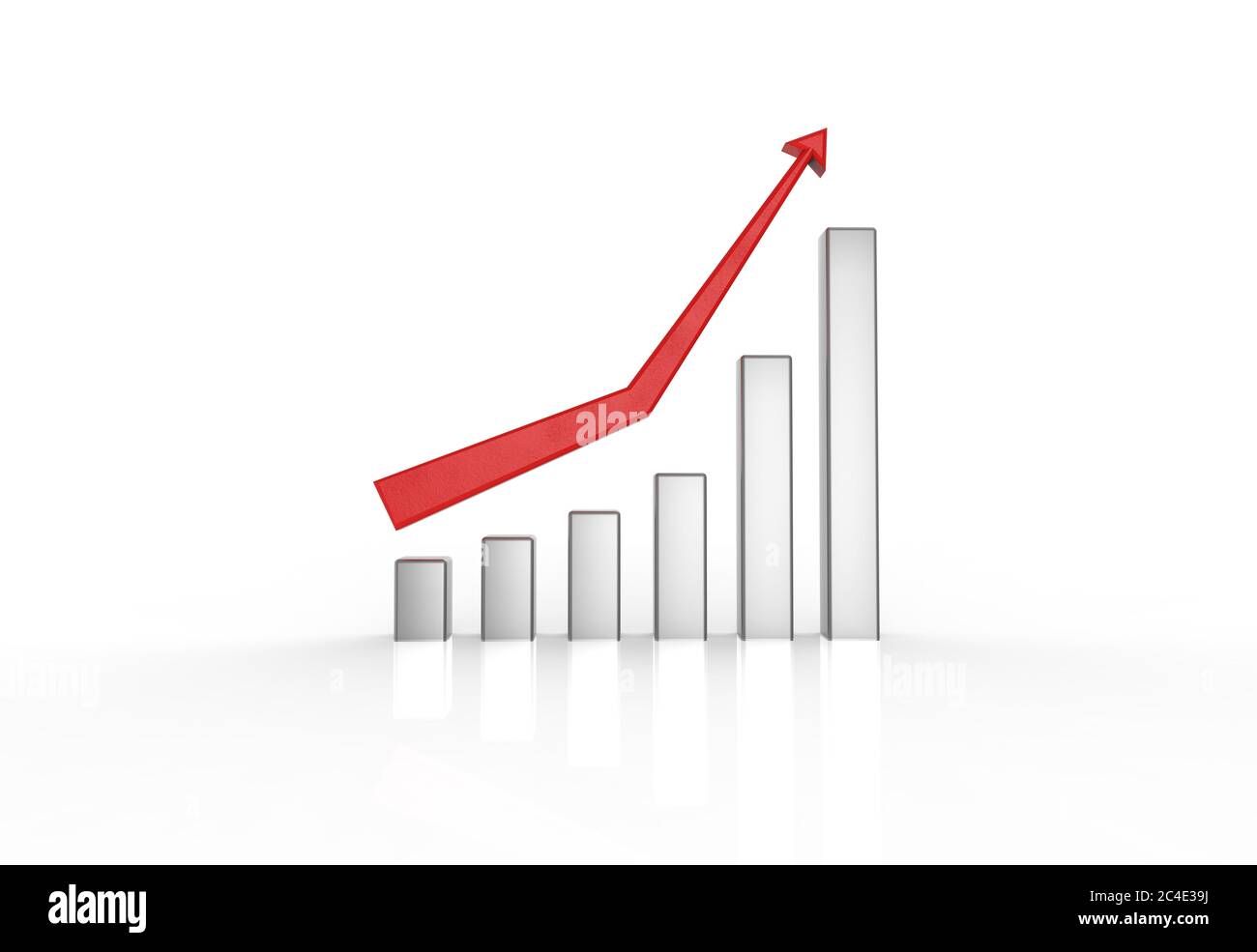 3D render of business graph growing up in silver color Stock Photo - Alamy