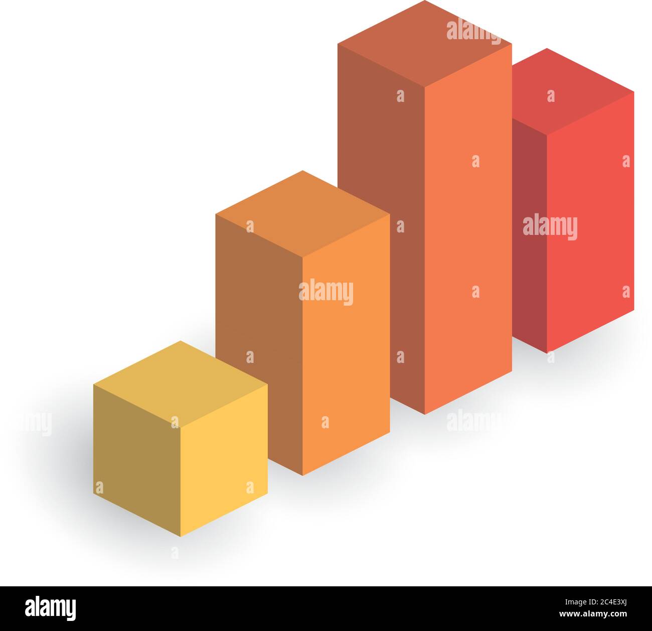 Bar chart of 4 growing columns. 3D isometric colorful vector graph ...