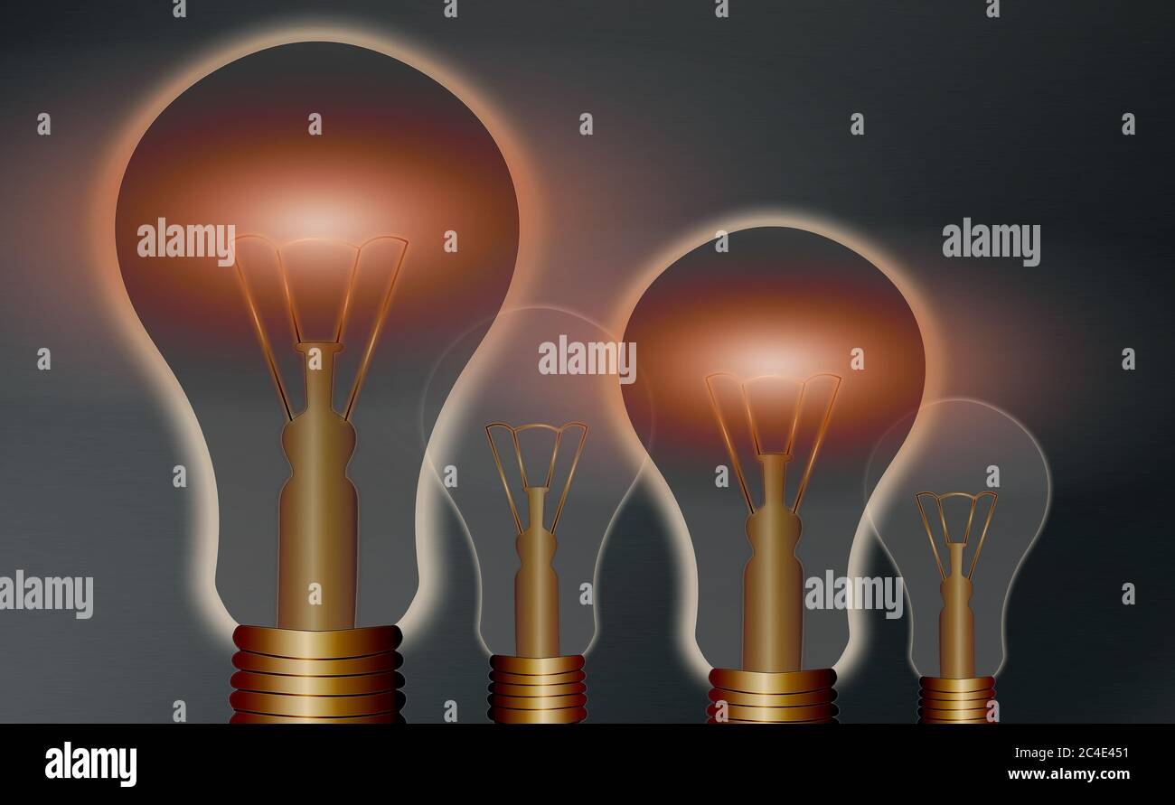 Realistic Colored Vintage Light Bulbs, Idea Sign Solution Thinking ...