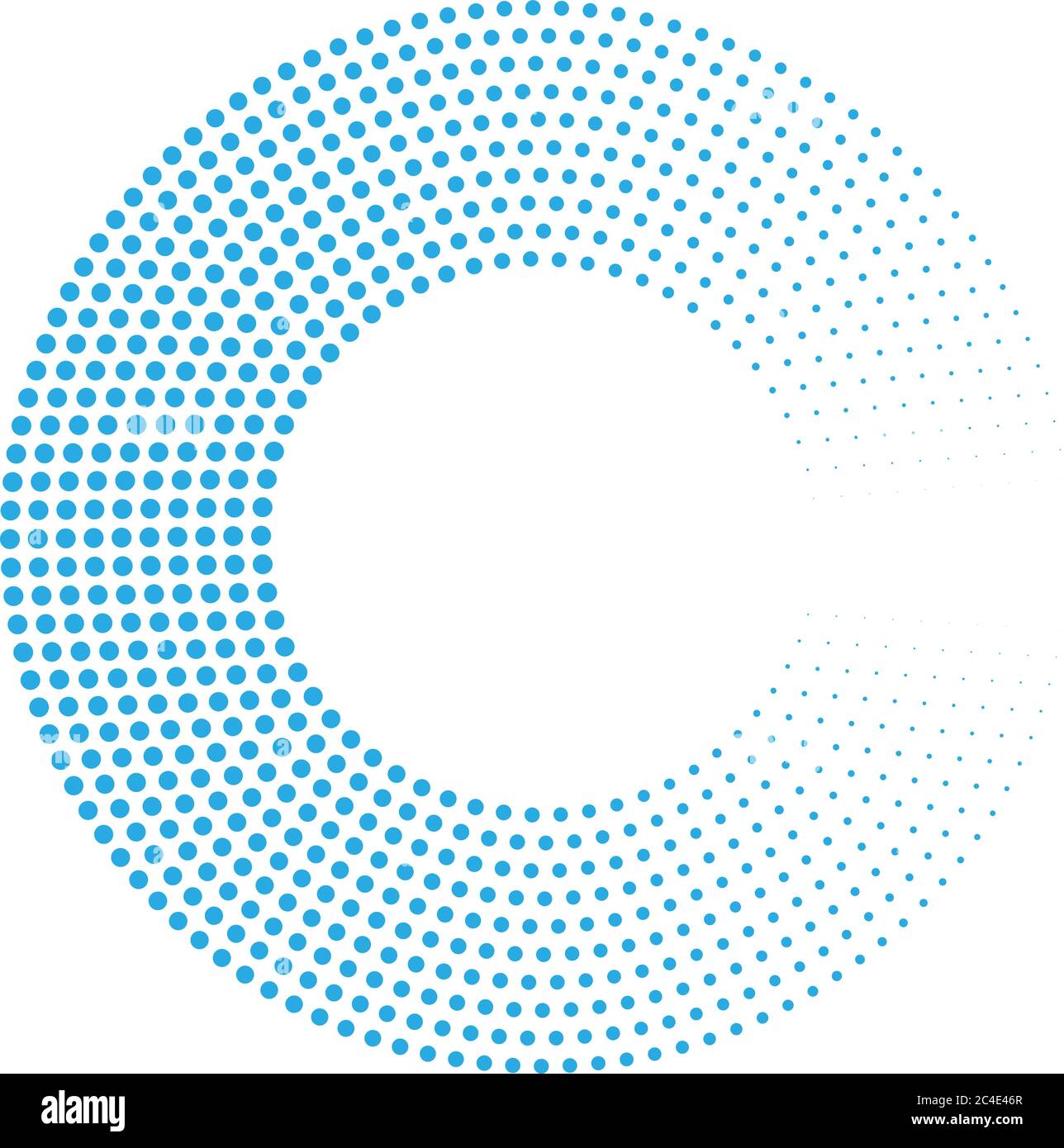 Abstract ring of blue dots. Halftone effect with gradient. Modern ...