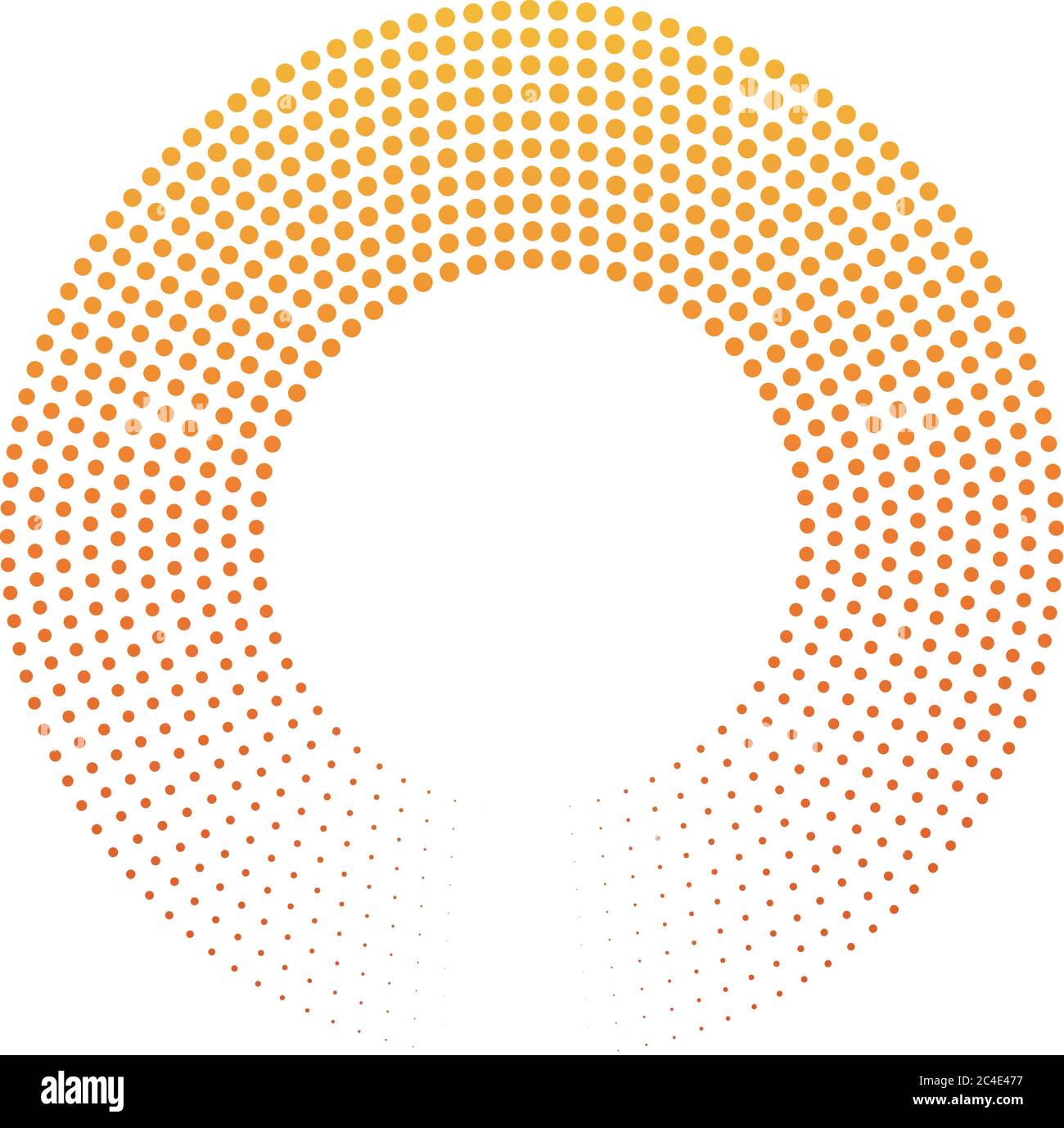 Abstract ring of dots. Halftone effect with orange-yellow sunset color ...
