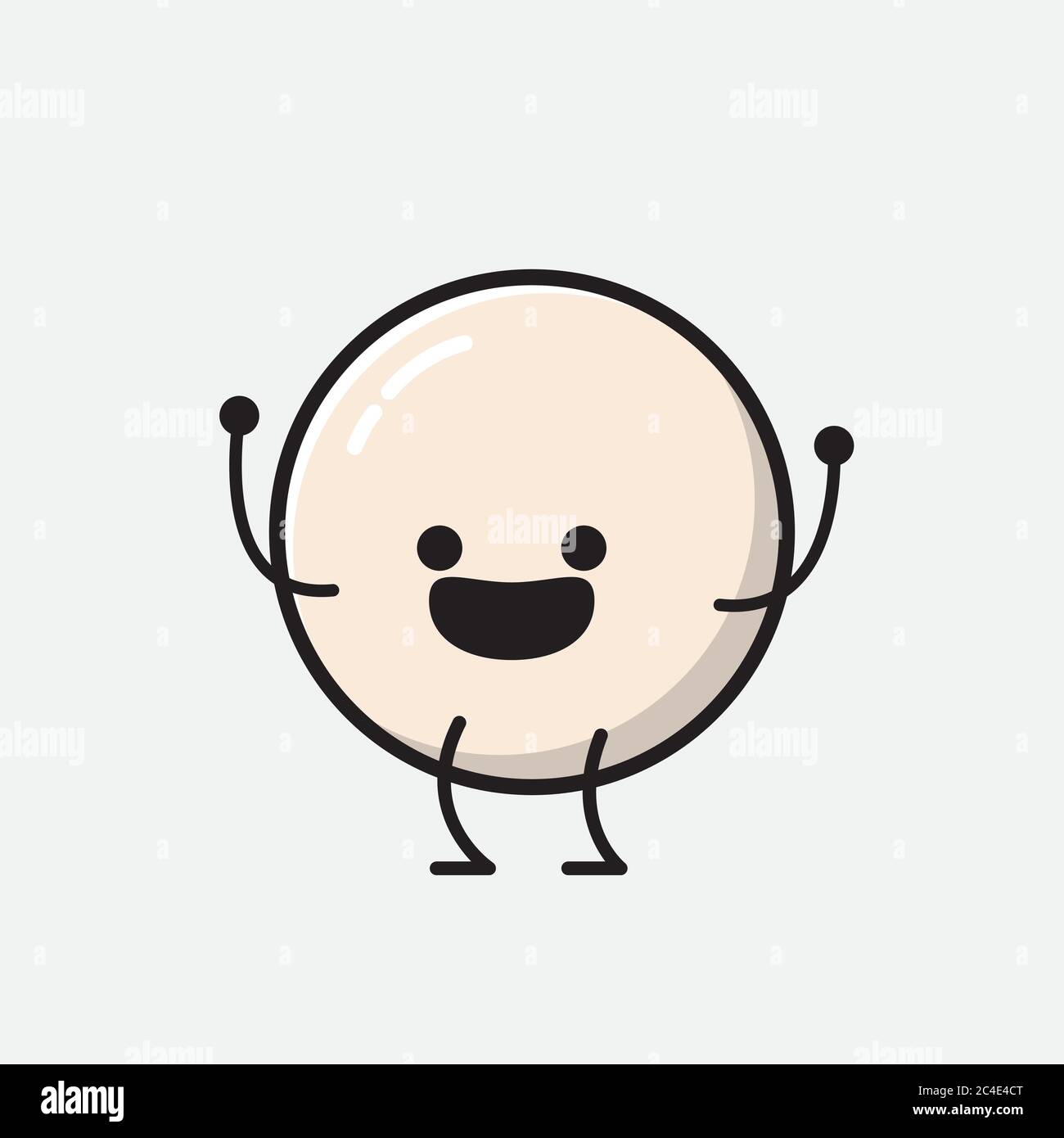 An illustration of Cute White Ball Mascot Vector Character in Flat ...