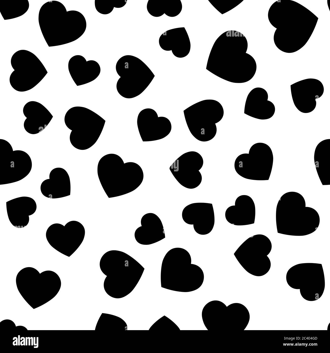Black heart silhouettes seamless pattern. Random scattered hearts ...
