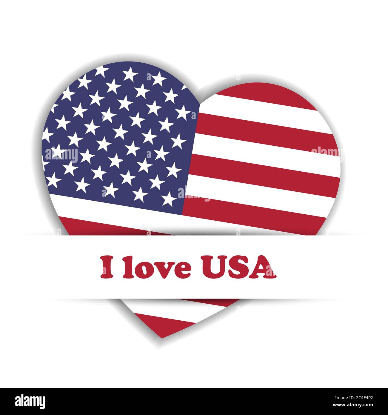 Independence Day Card. US flag in a shape of heart in the paper pocket ...