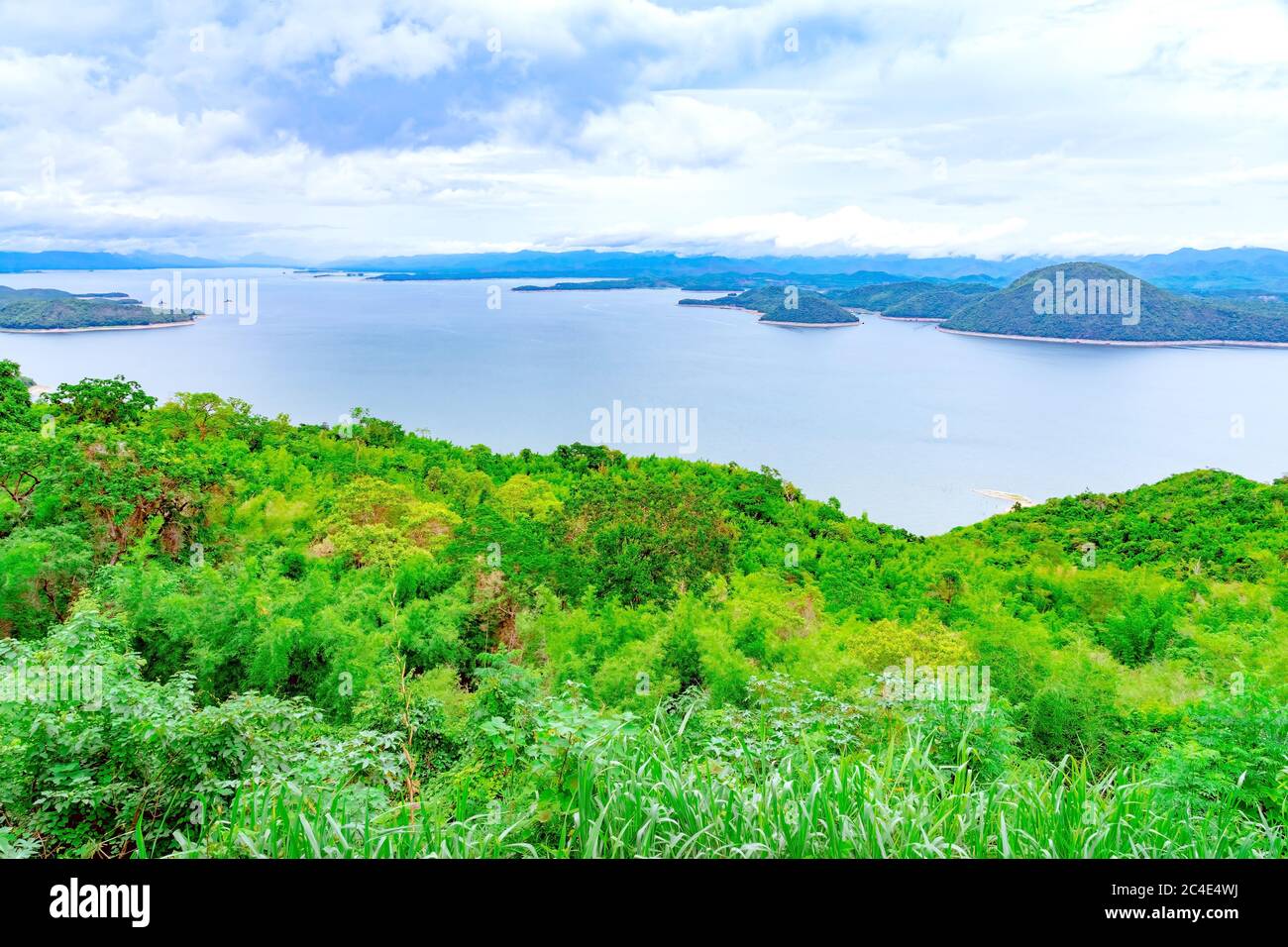 Beautiful scenery views of nature with a large reservoir above the ...