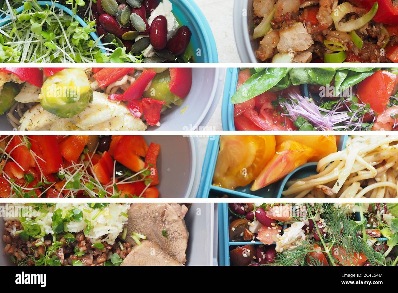 various type of tasty lunch boxes with healthy food, balanced diet ...