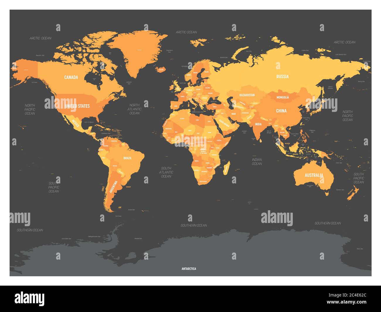 World map. High detailed political map of World with country, capital ...