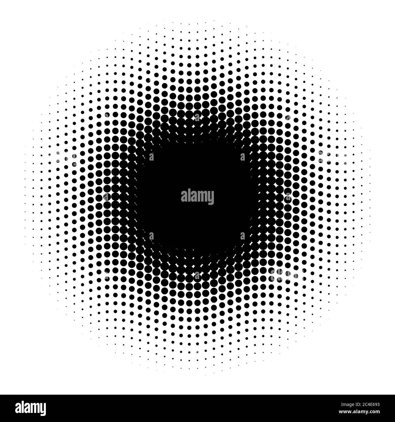 Abstract halftone circle of dots in wavy arrangement. Black and white ...