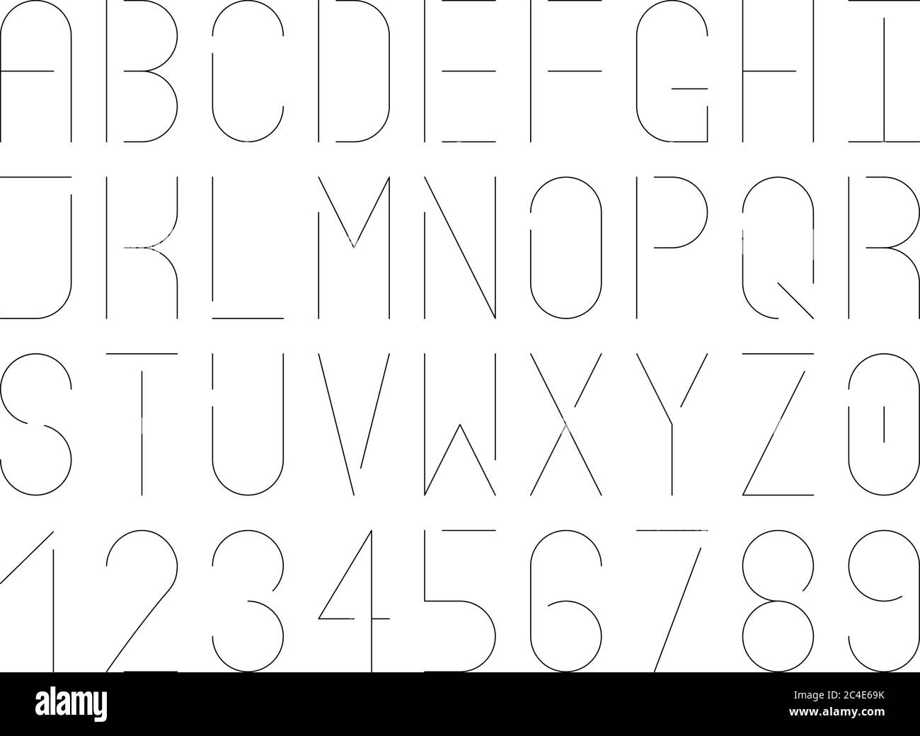 Modern single thin line font. Vector uppercase letters and numbers ...