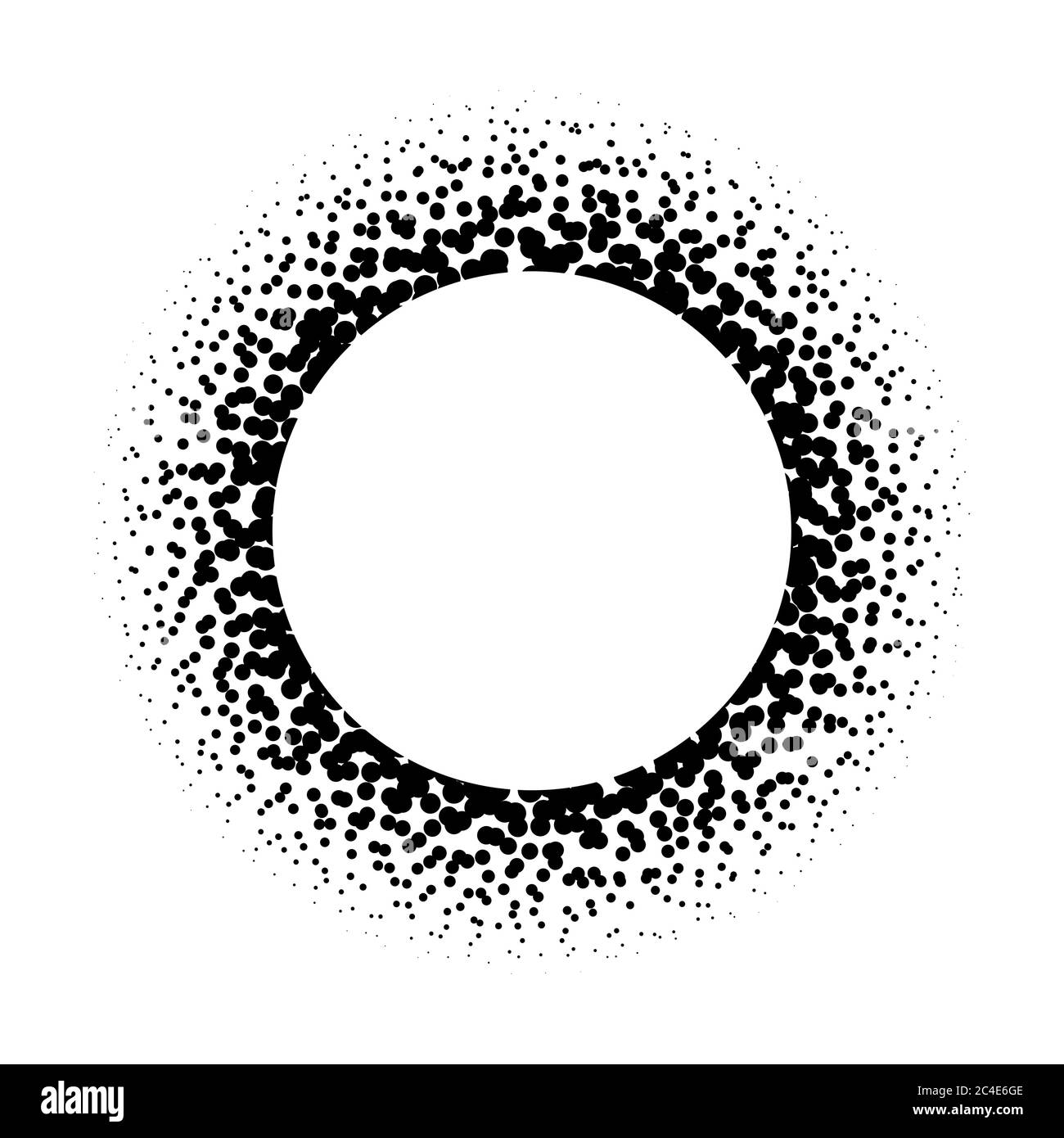 Ring of black dots scattered around. Modern design halftone element ...