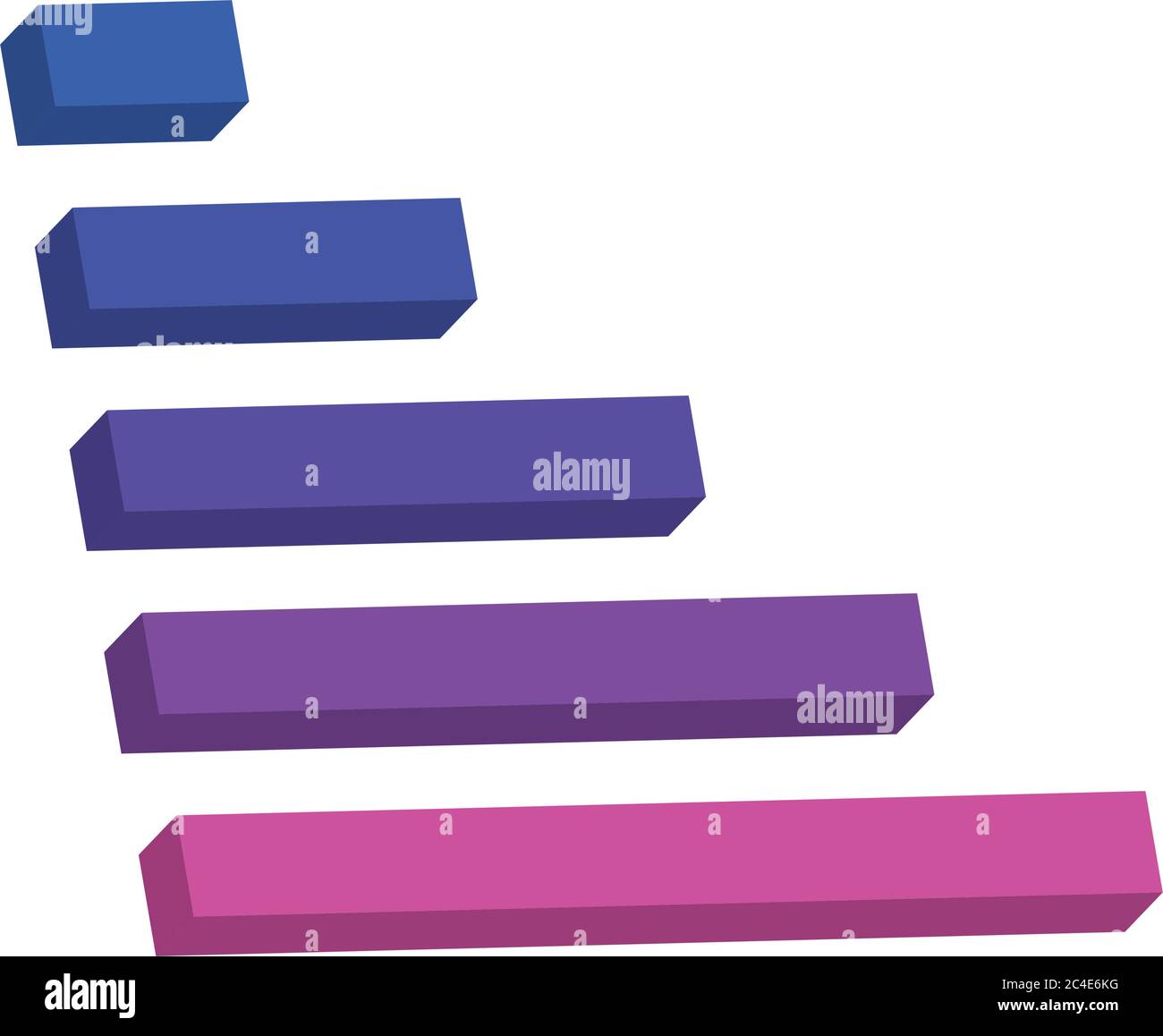 Bar chart of 5 growing columns. 3D isometric colorful vector graph ...