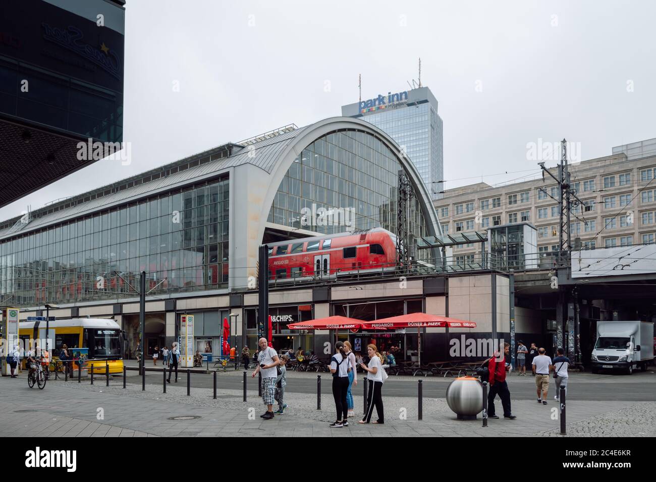 View of Alexanderplatz tram and railway station, in the background is ...