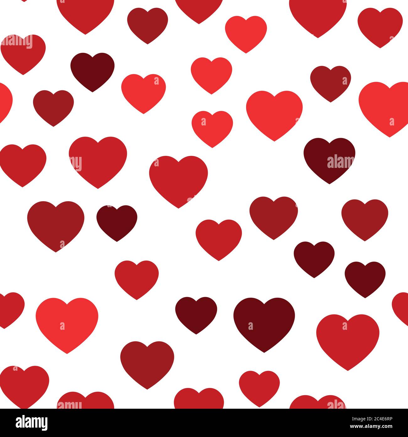 Red hearts seamless pattern. Random scattered hearts background. Love ...