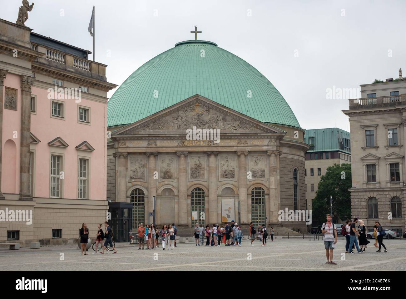 View of the St. Hedwig’s catholic cathedral located on Bebelplatz ...