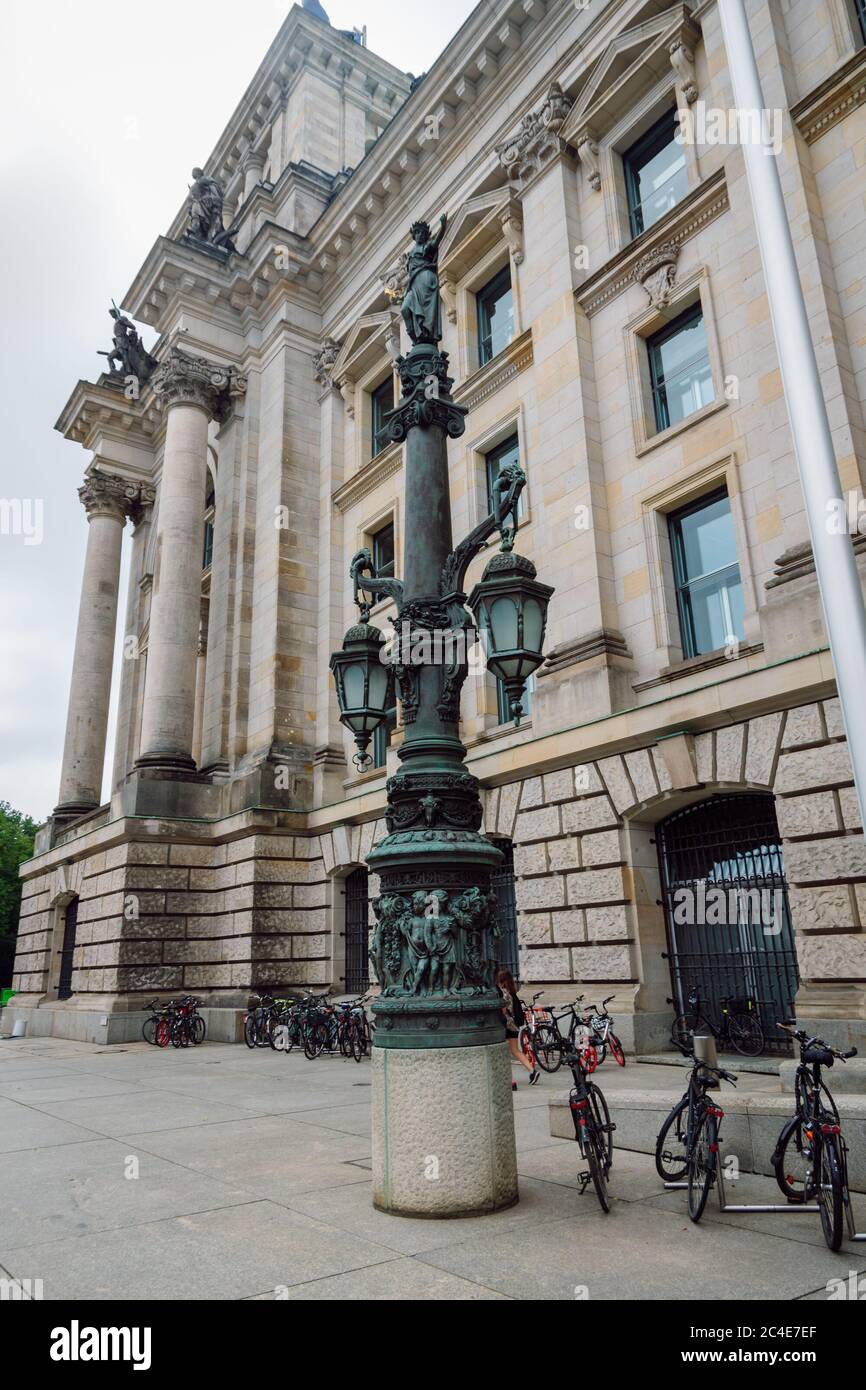 An antique old street lamp near the Reichstag building. Gaslight and ...