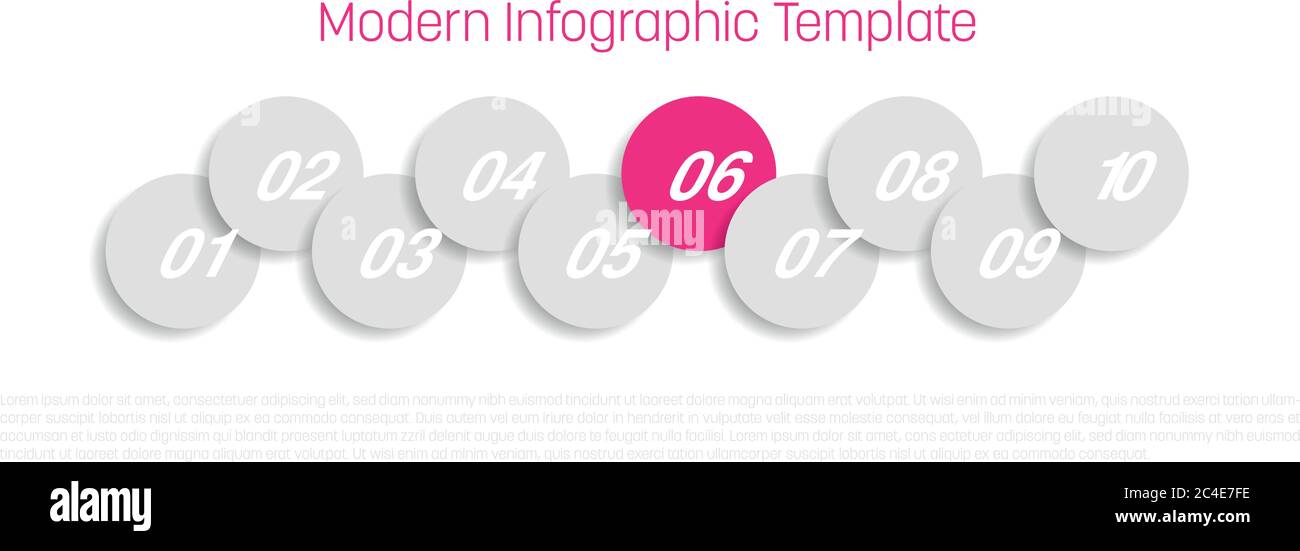 10 step process modern infographic diagram. Graph template of circles ...