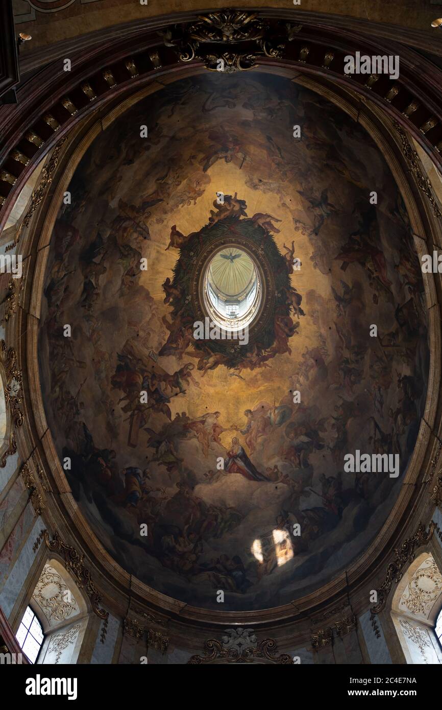 Baroque fresco on the ceiling of the basilica hi-res stock photography ...