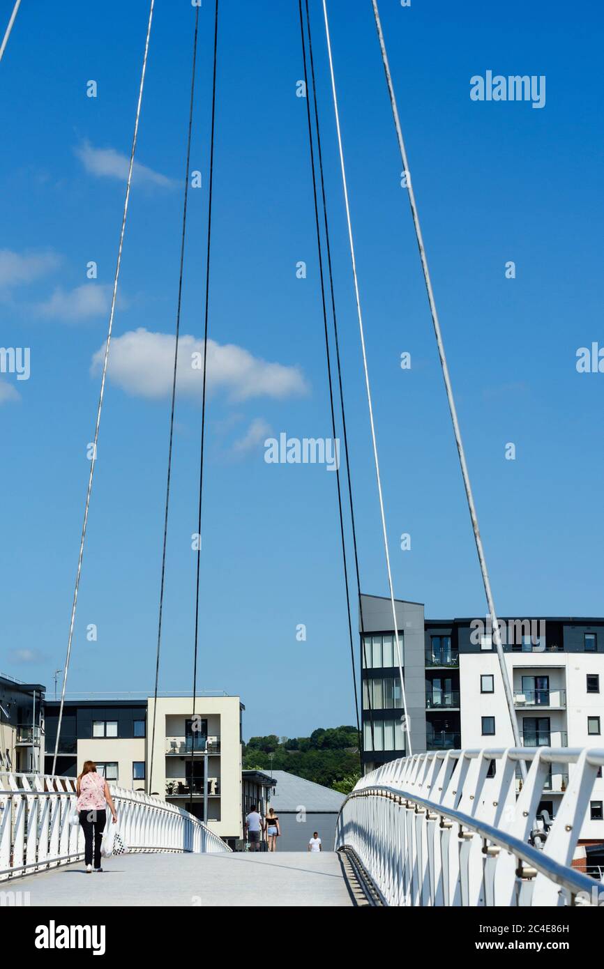 City Footbridge River Usk Newport Gwent Wales Stock Photo - Alamy