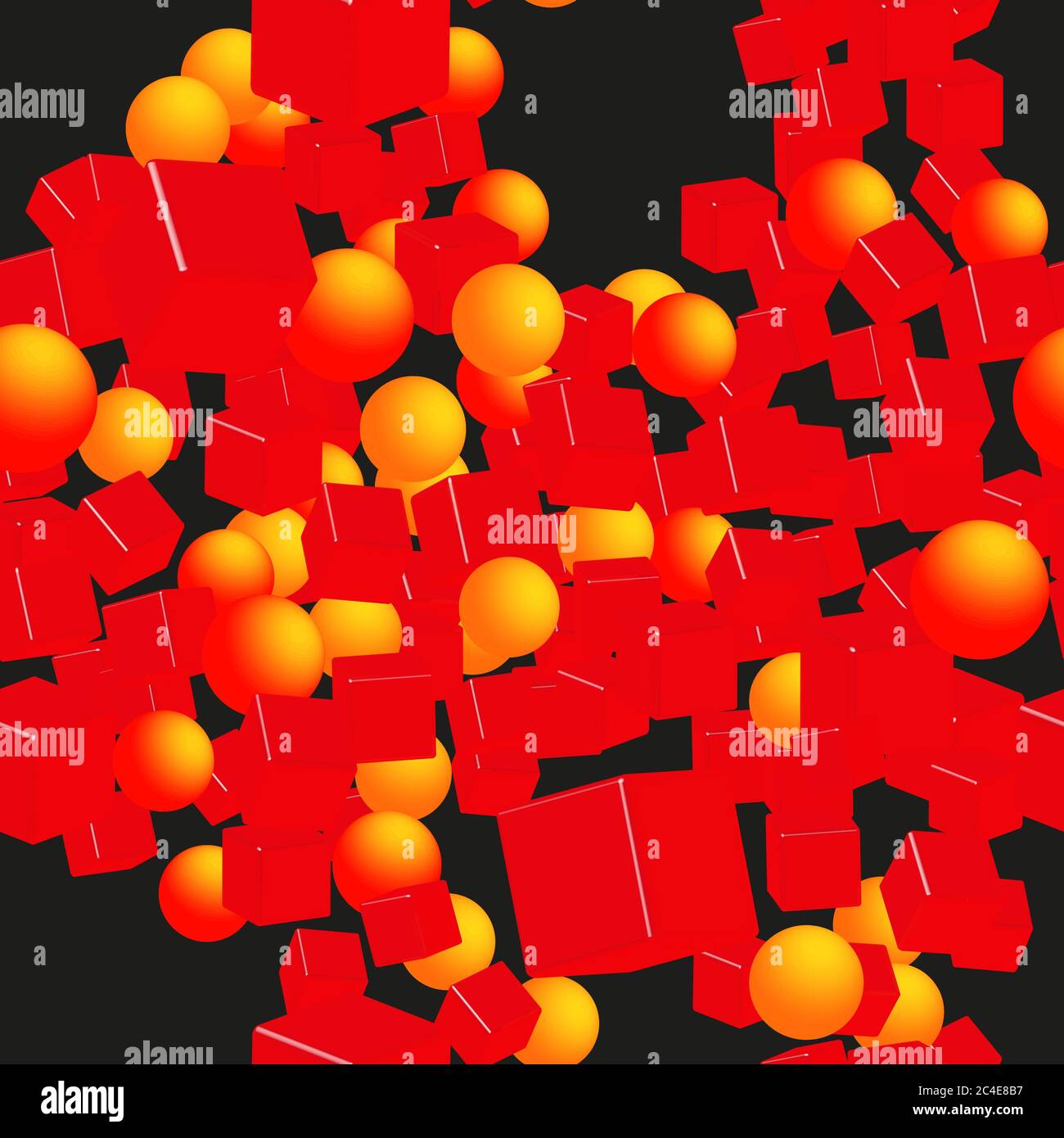 Golden Red Balls Cubes Seamless Pattern, 3D Illustration Stock Vector ...
