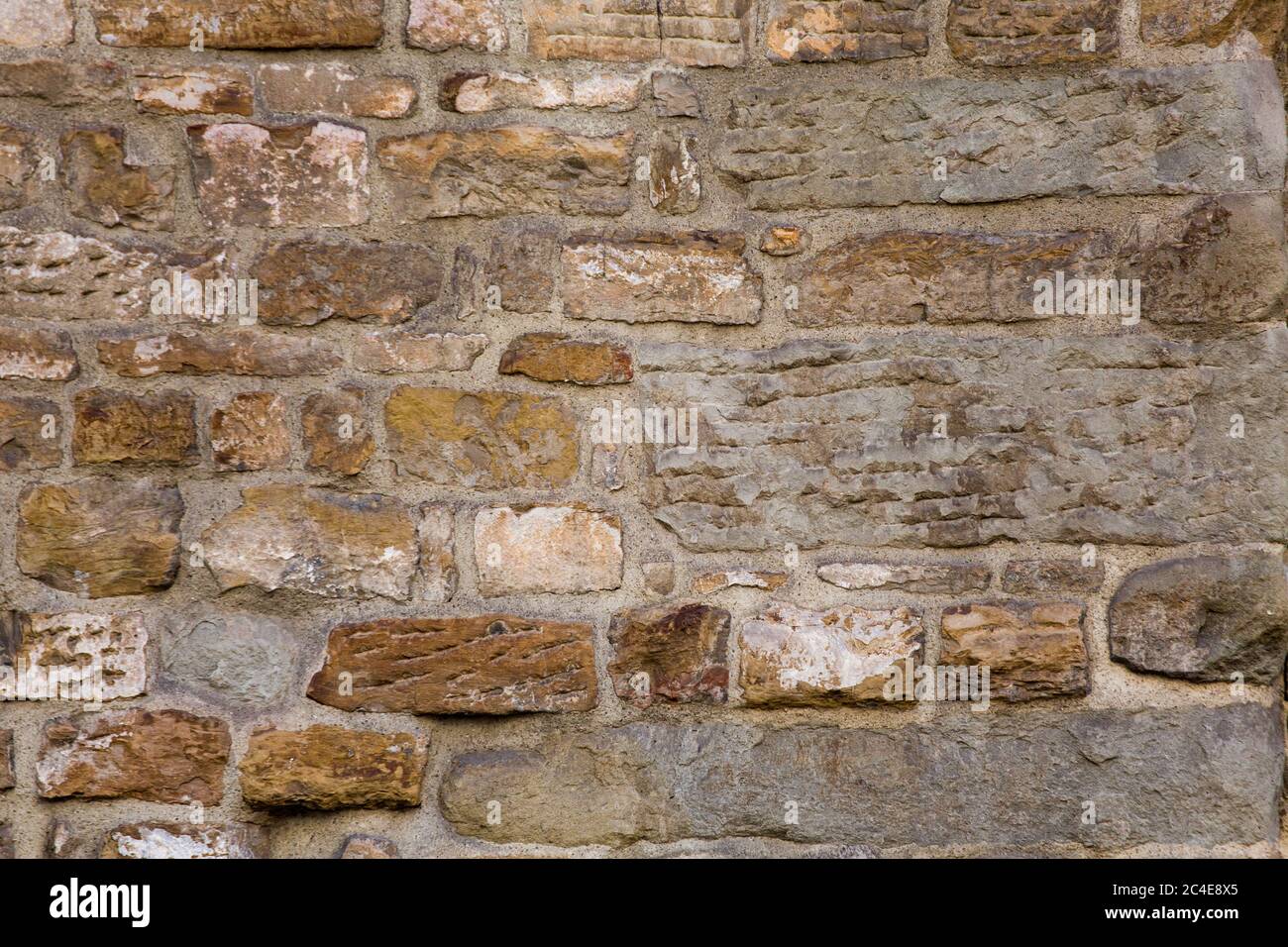 Grunge ancient brick stone wall of light beige color. Abstract texture ...