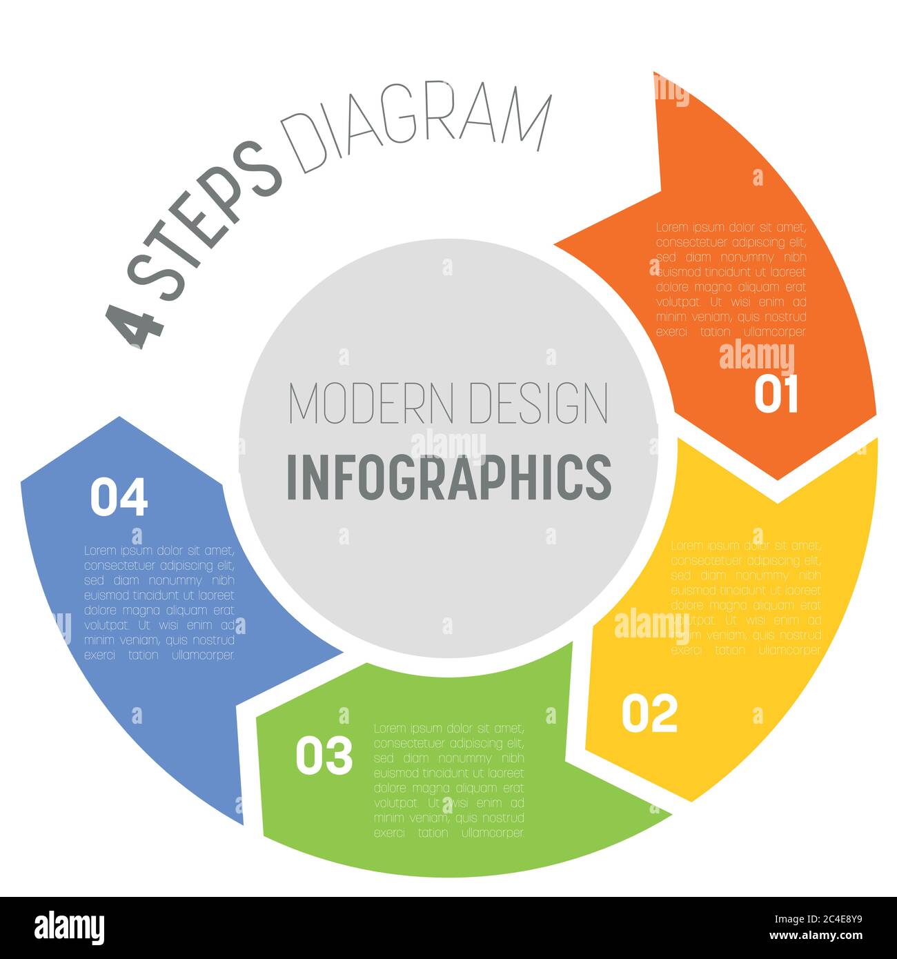 4 step process modern infographic diagram. Graph template of four ...