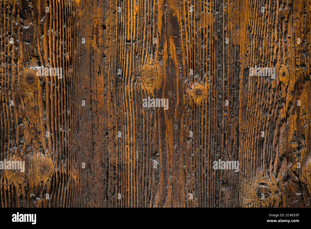 Antique wooden door, wood texture. Weathered aged board. Grunge concept ...