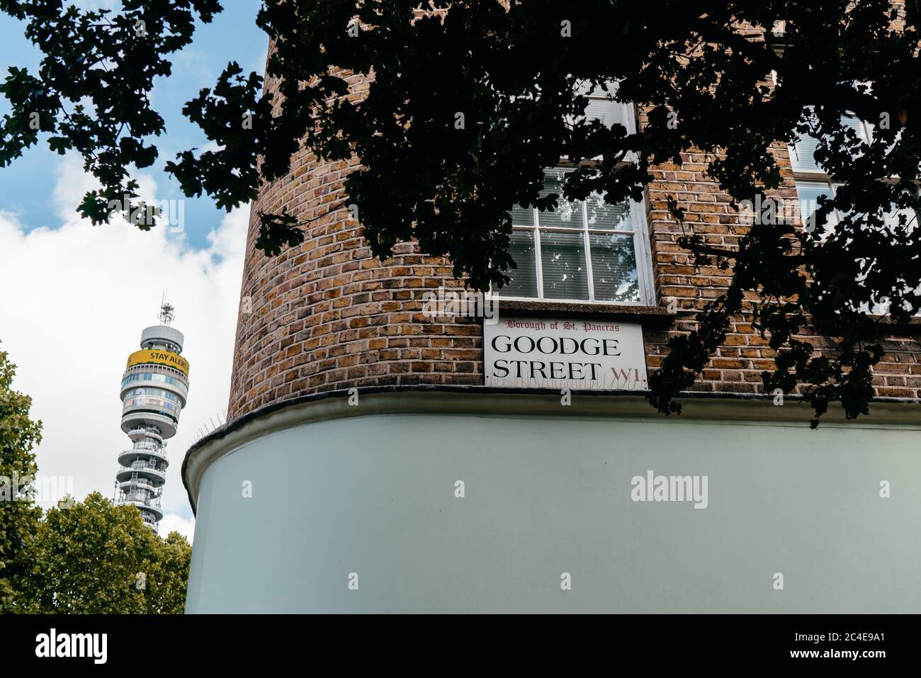 Charlotte street name on the building with W1 postcode on it. Charlotte ...