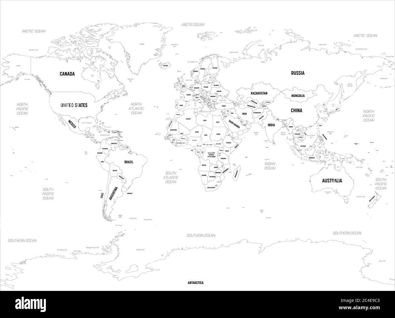 World map. High detailed political map of World with country, capital ...