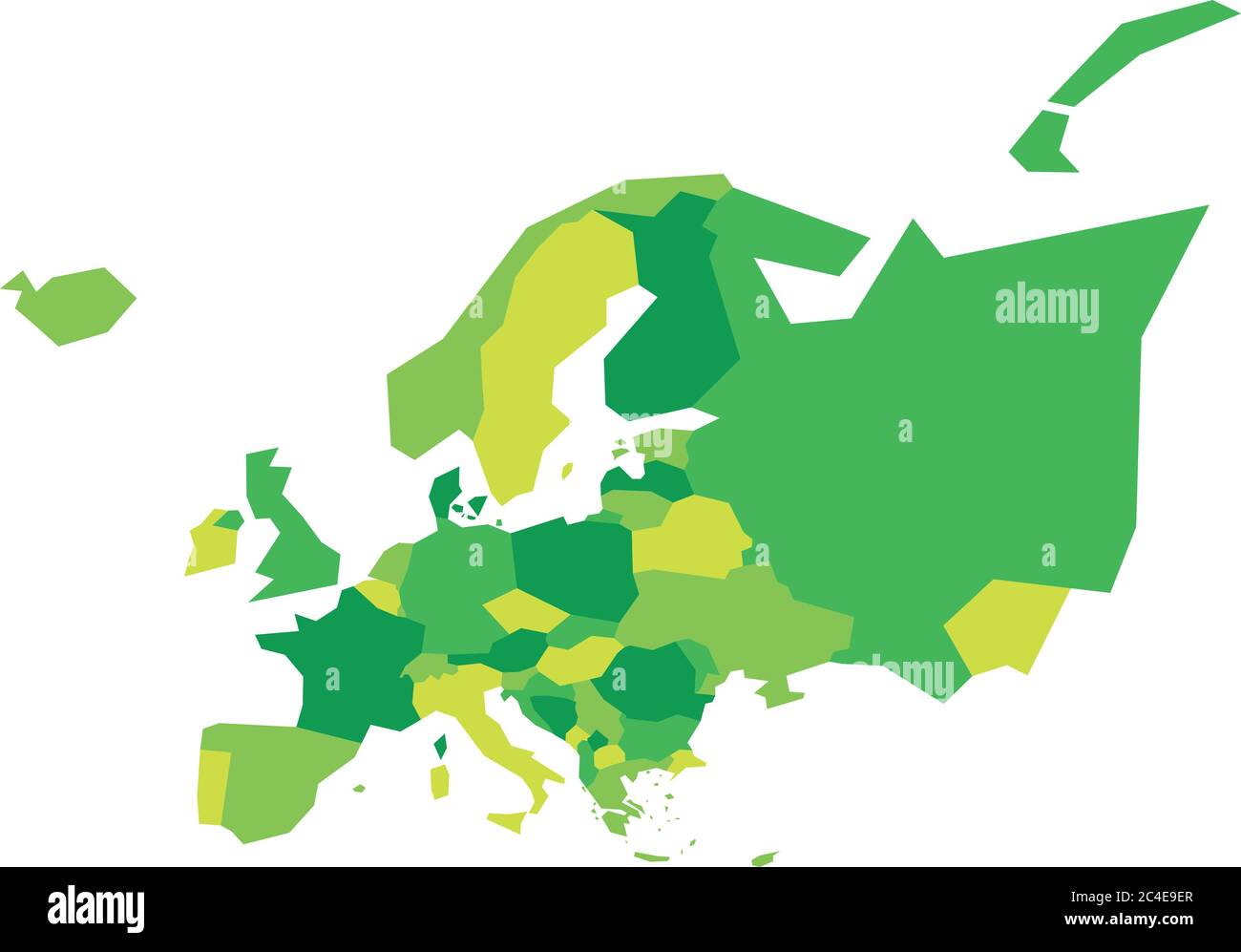 Very simplified infographical political map of Europe. Simple geometric ...