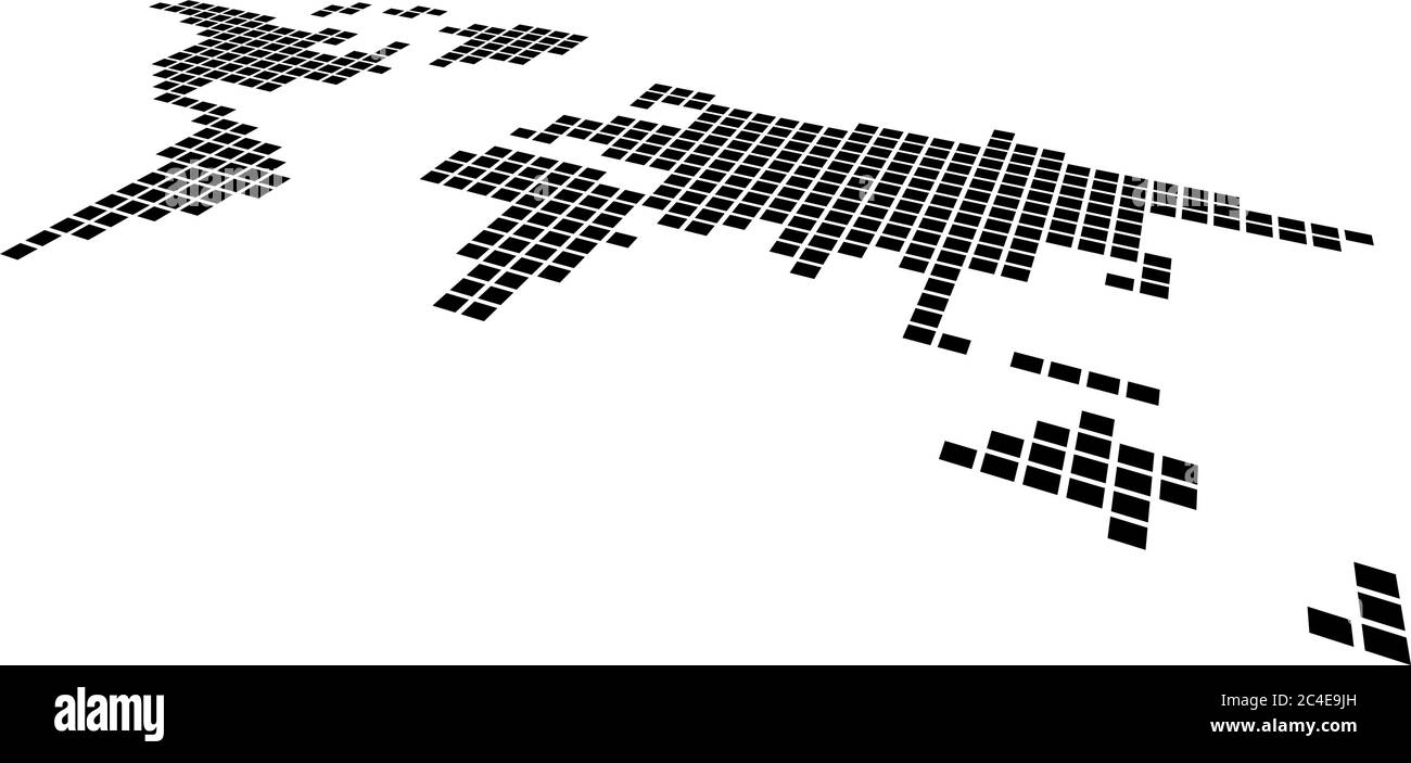 Pixelized map of World. Side perspective. Black vector map Stock Vector ...