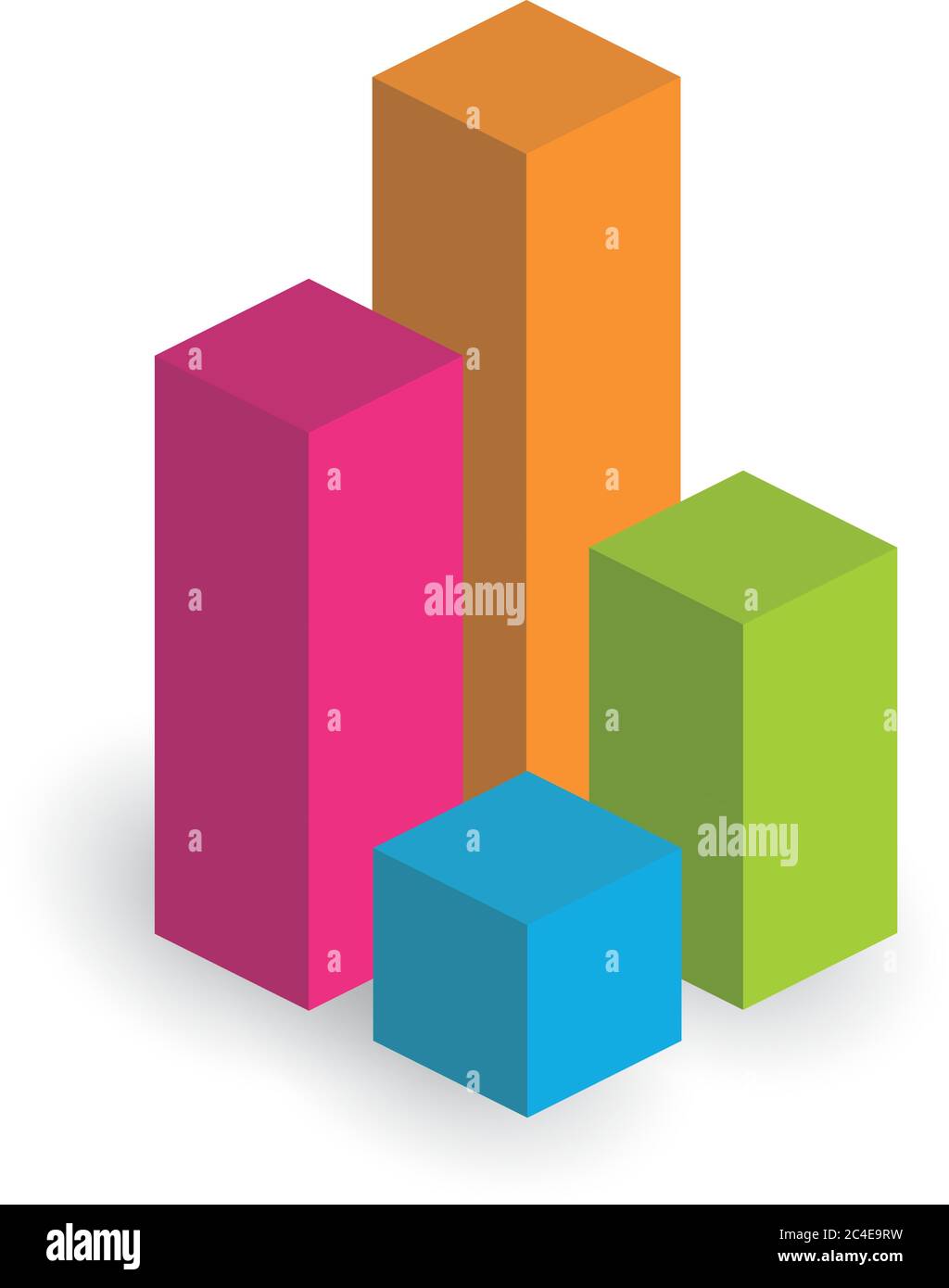 Bar chart of 4 columns. 3D isometric colorful vector graph Stock Vector ...
