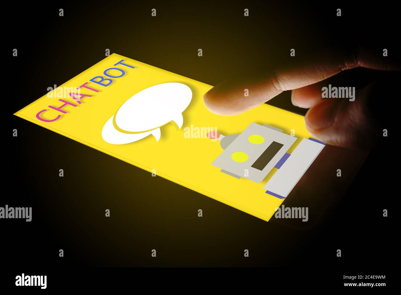 Hand using chatting smartphone with chatbot Stock Photo - Alamy