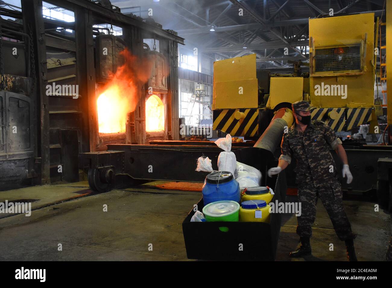Tashkent, Uzbekistan. 26th June, 2020. Drugs are incinerated at a metal ...