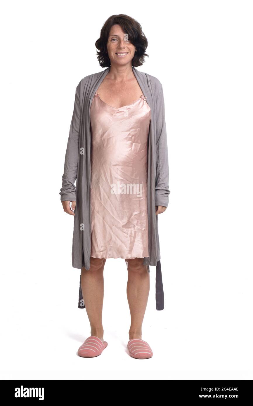 front view of dressing gown on white background Stock Photo - Alamy