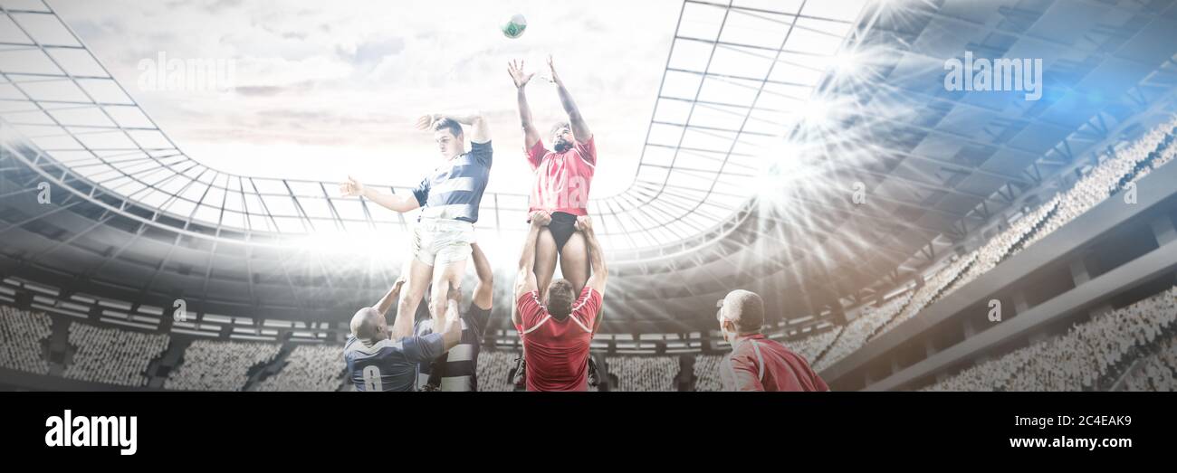 Rugby players jumping hi-res stock photography and images - Alamy