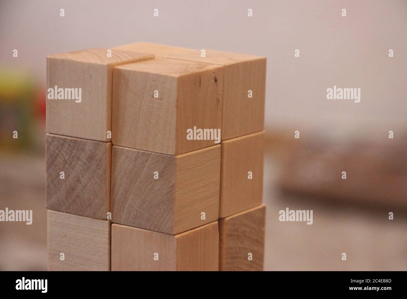 Wood blocks stack game with copy space, background. Concept of ...