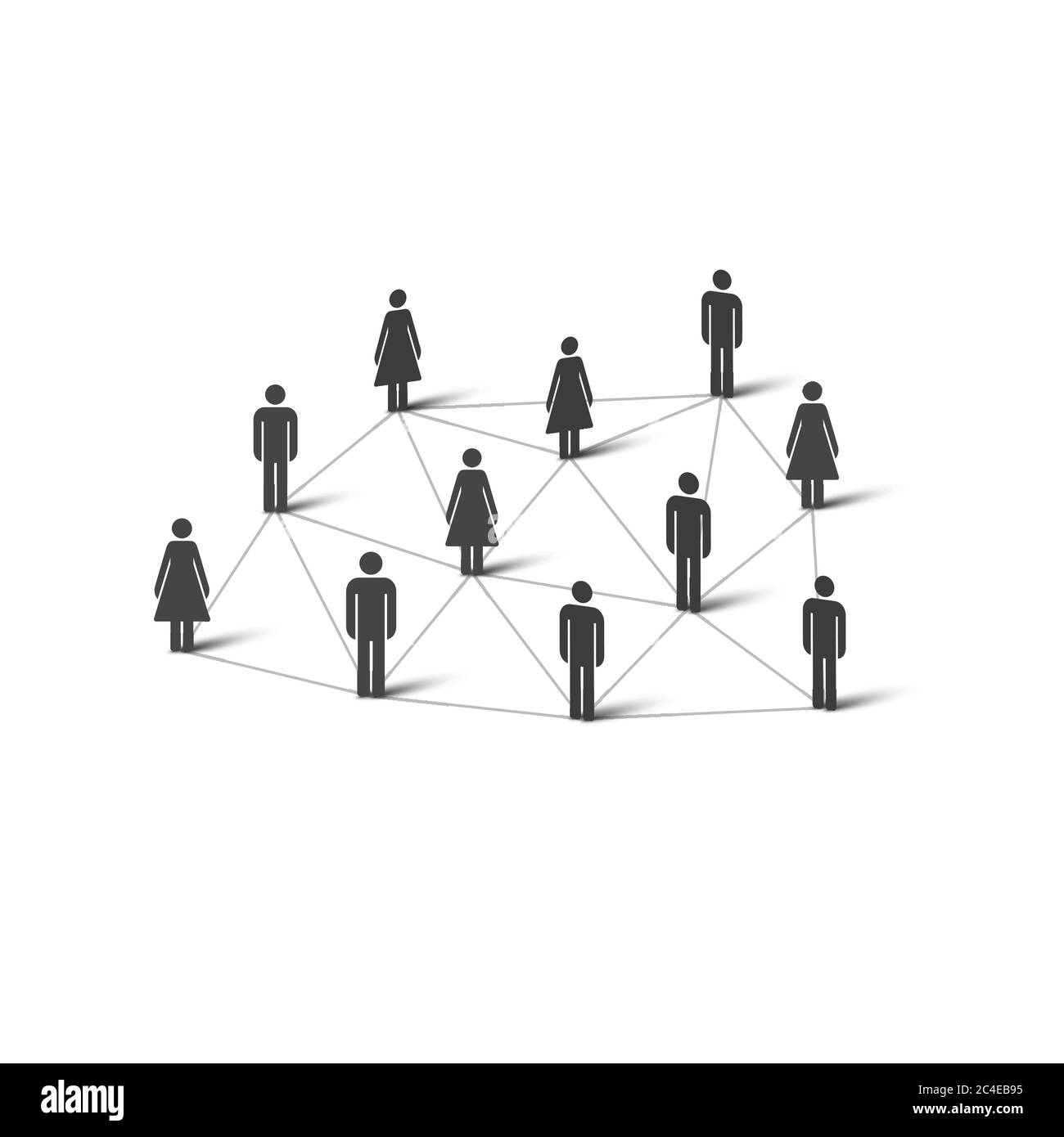 Social network people simple icons. Network grid. Social connections ...