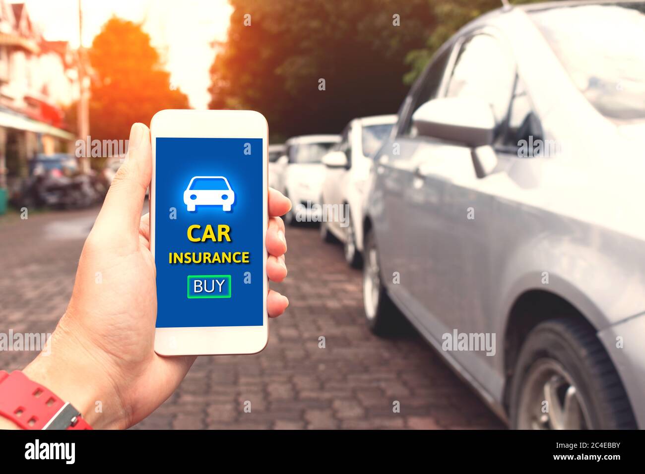 Insurance technology (Insurtech) concept and man hand holding ...