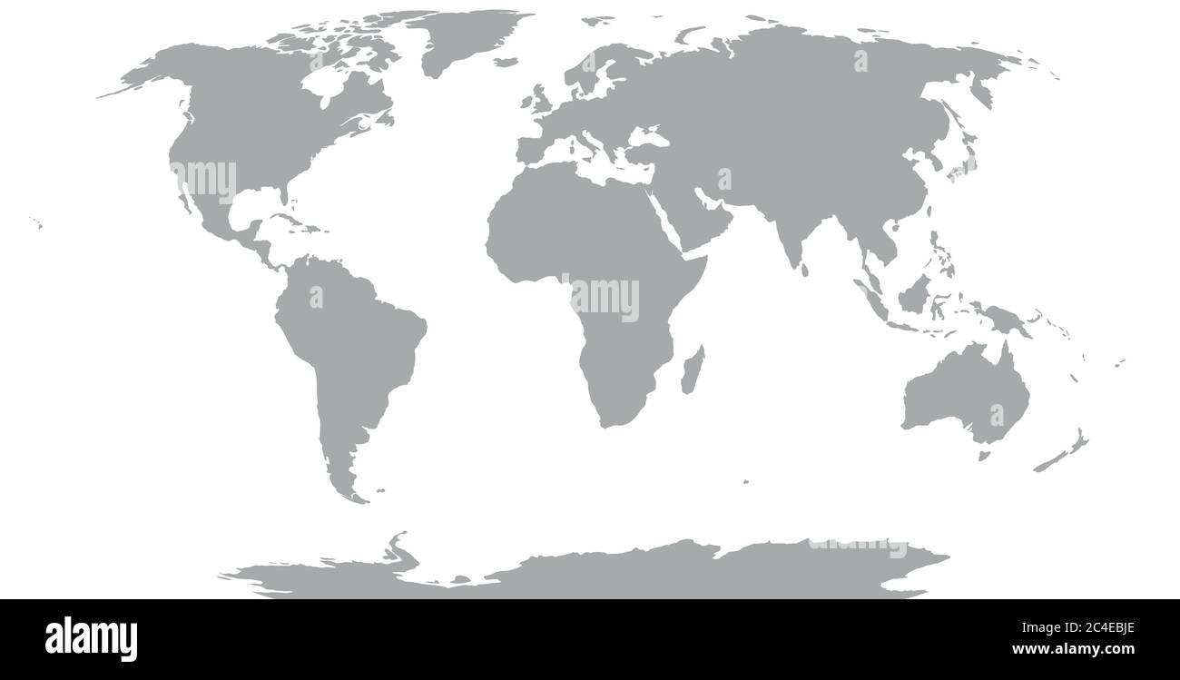 World Map in Robinson Projection. Solid gray land silhouette. Vector ...