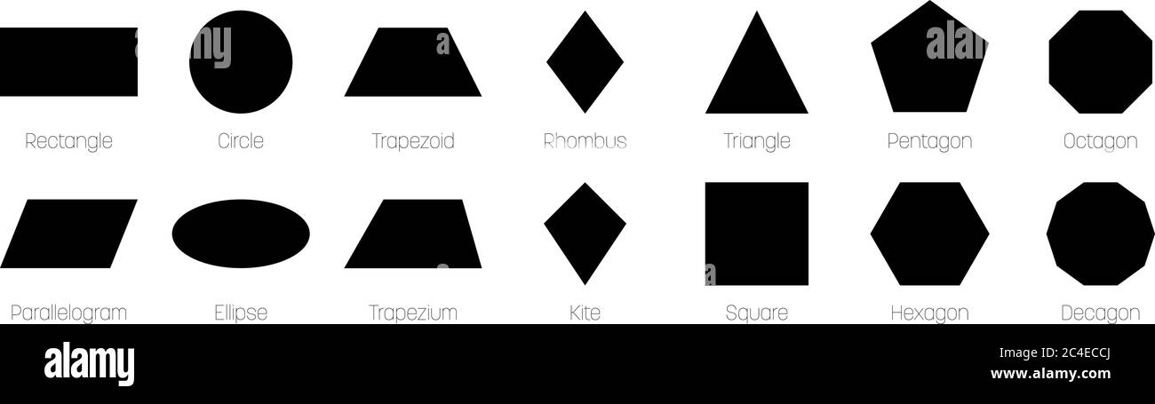 Geometric shapes with labels. Set of 14 basic shapes. Simple flat ... Geometric shapes with labels. Set of 14 basic shapes. Simple flat ...