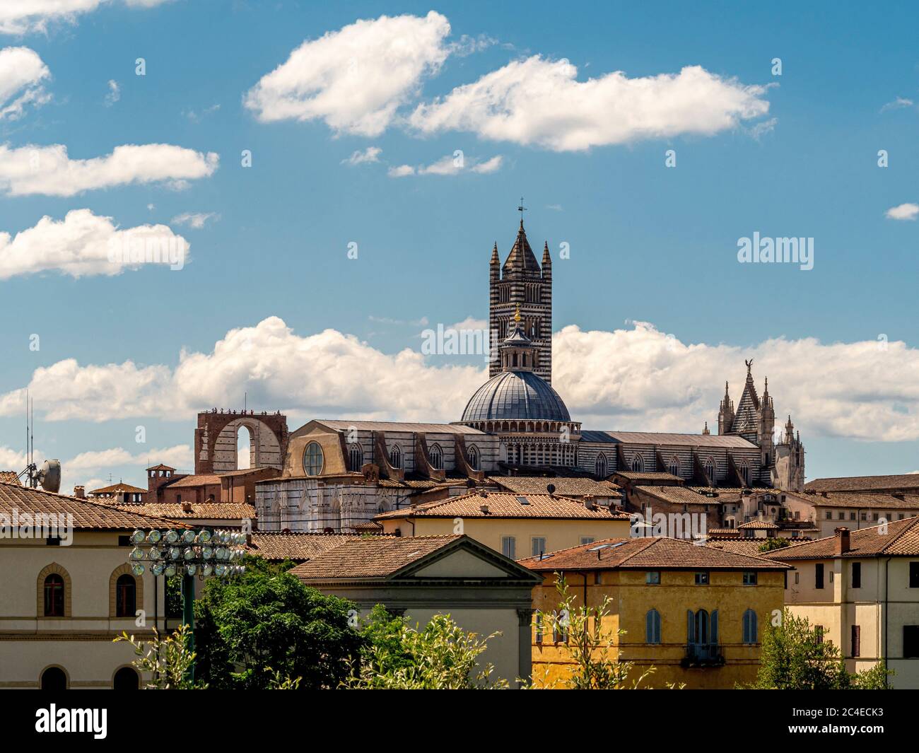 Elevated view of the North West Side of Siena Cathedral, along with the ...