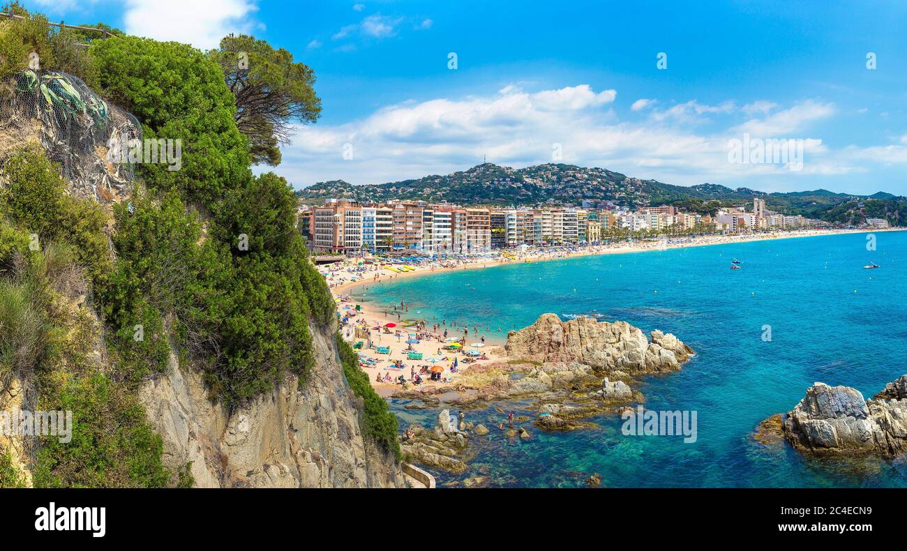 Beaches in Lloret de Mar in a beautiful summer day, Costa Brava ...