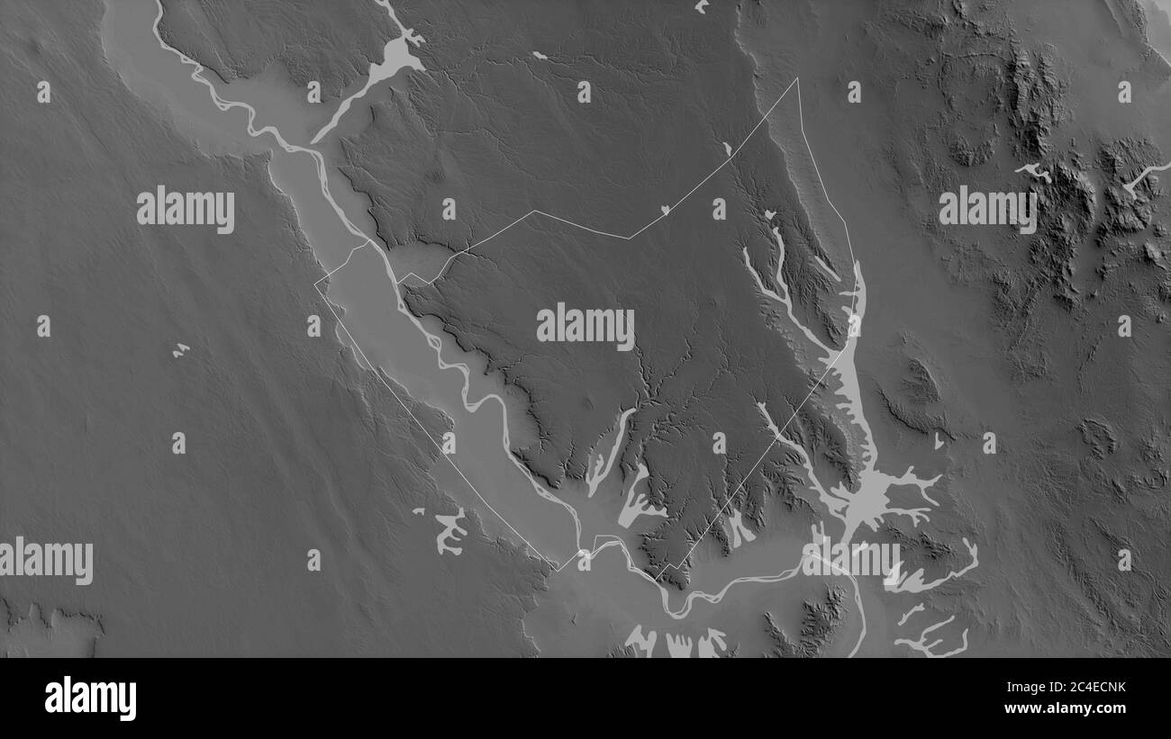 Suhaj, governorate of Egypt. Grayscaled map with lakes and rivers ...
