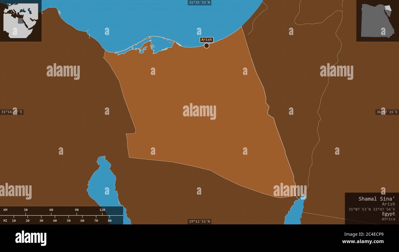 Shamal Sina', governorate of Egypt. Patterned solids with lakes and ...