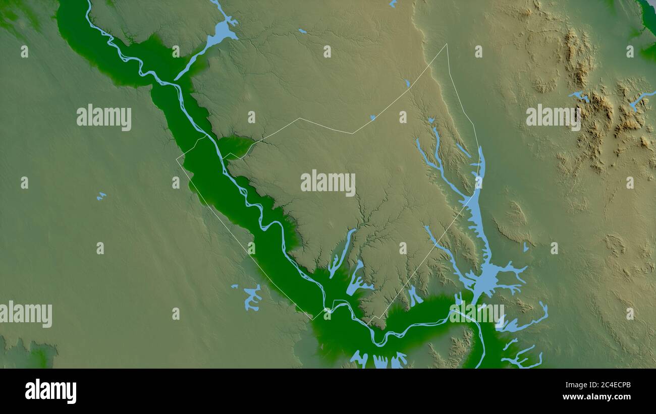 Suhaj, governorate of Egypt. Colored shader data with lakes and rivers ...