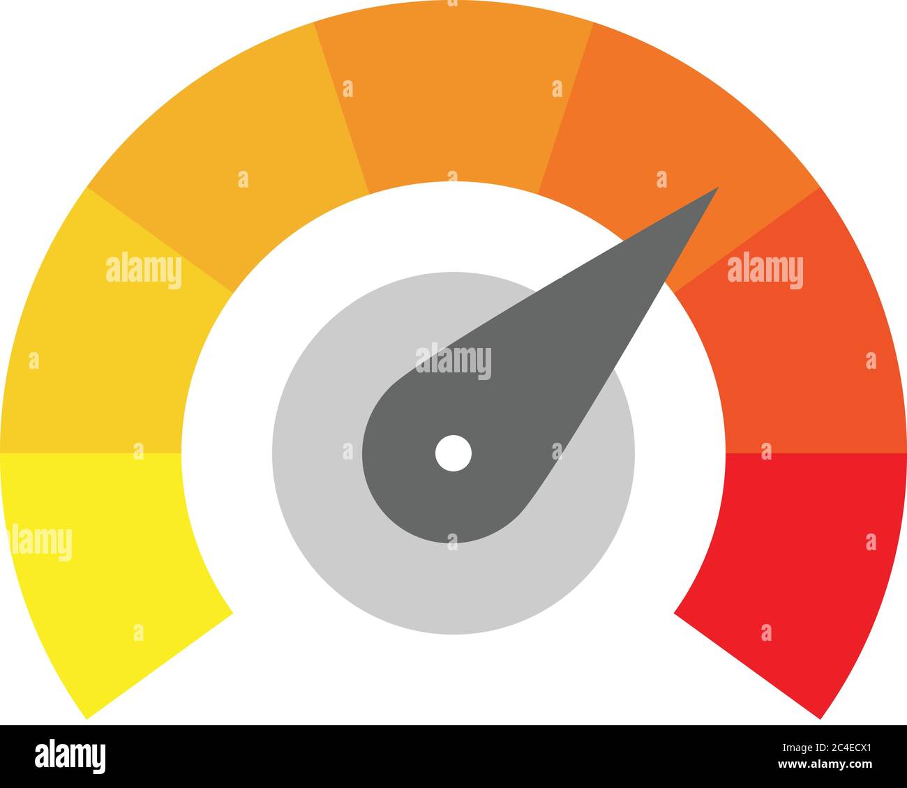 Radial gauge scale from yellow to red with arrow hand pointer ...