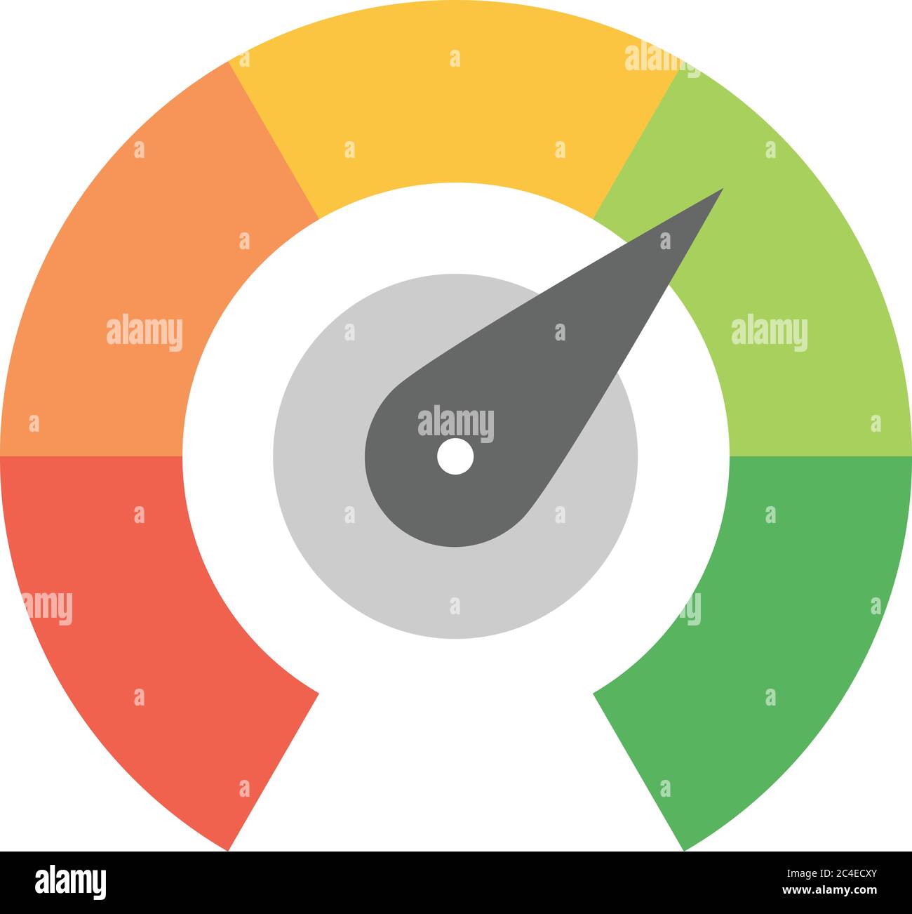 Radial gauge scale from red to green with arrow hand pointer ...